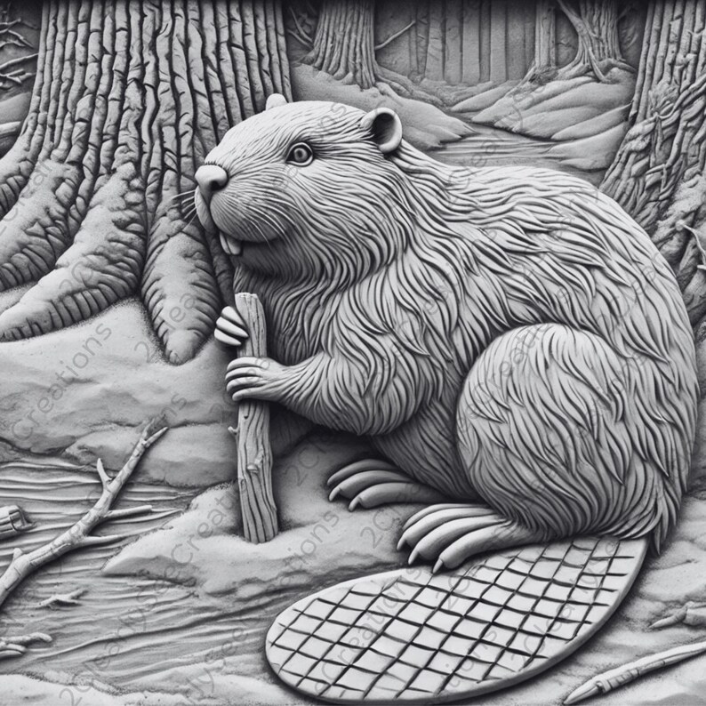 Beaver Image Laser Cut Burn Slate File Forest Wildlife Dam Digital ...