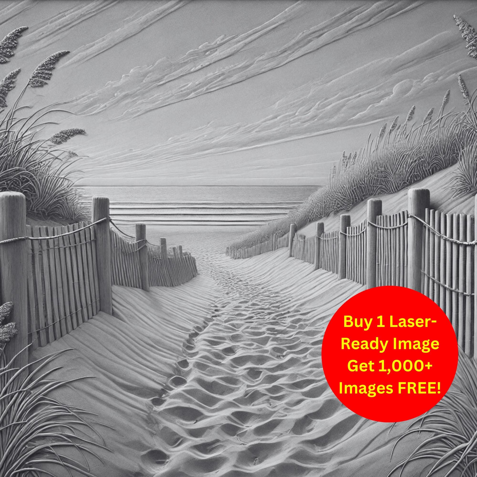 Beach Path Image Laser Burn Slate File | Sand Dunes Ocean Digital ...