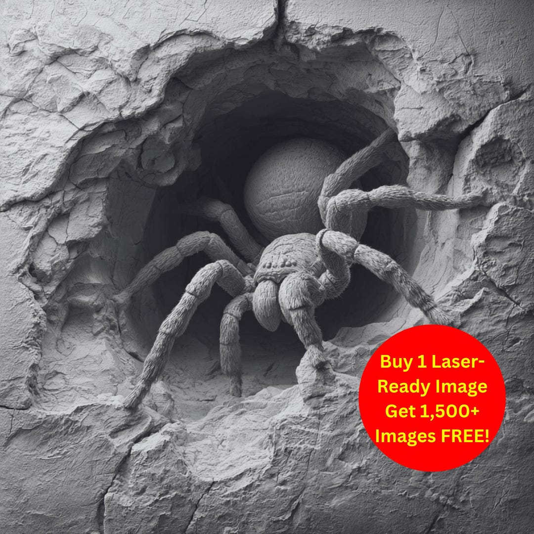 Giant Spider Crawling Out of Cave Image Laser Cut Burn Slate File ...