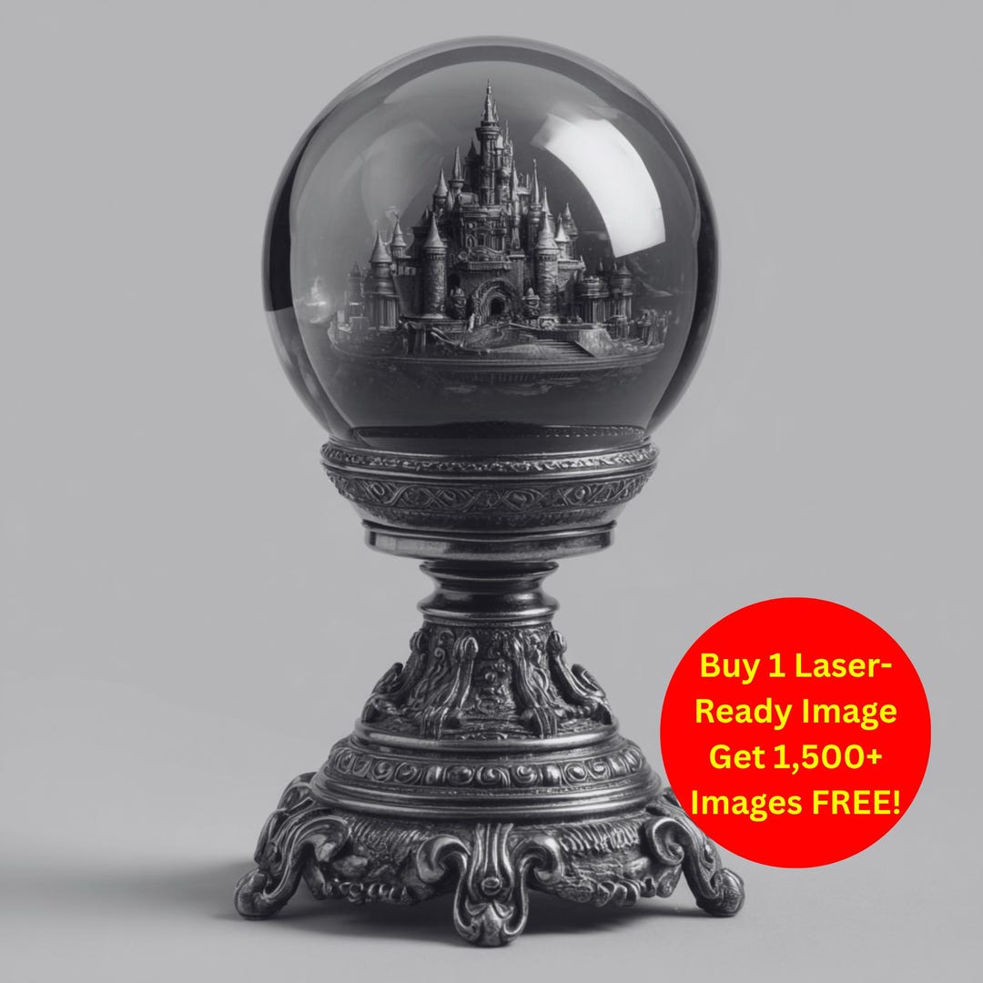 Crystal Ball With Castle Image Laser Cut Burn Slate File | Mythic Magic ...