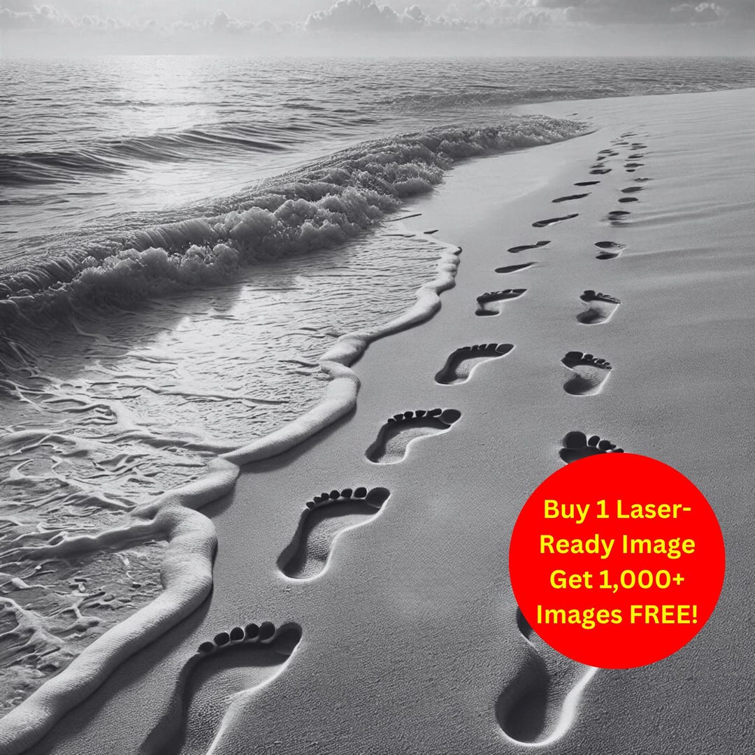 Footprints Duo Image Laser Cut Burn Slate File | Beach Memory Ocean ...