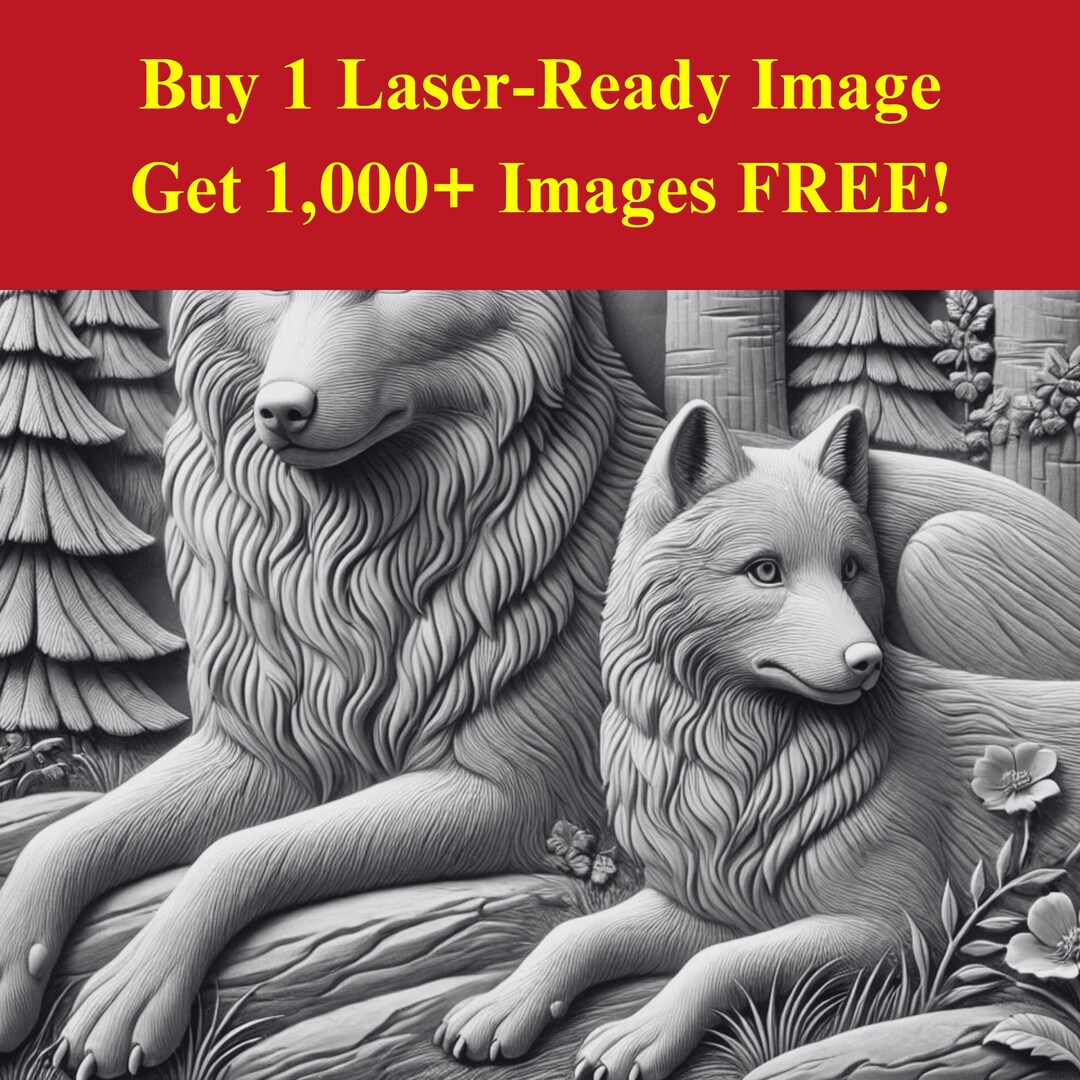 Wolf Pack Image Laser Burn Slate File | Forest Wildlife Nature Digital ...