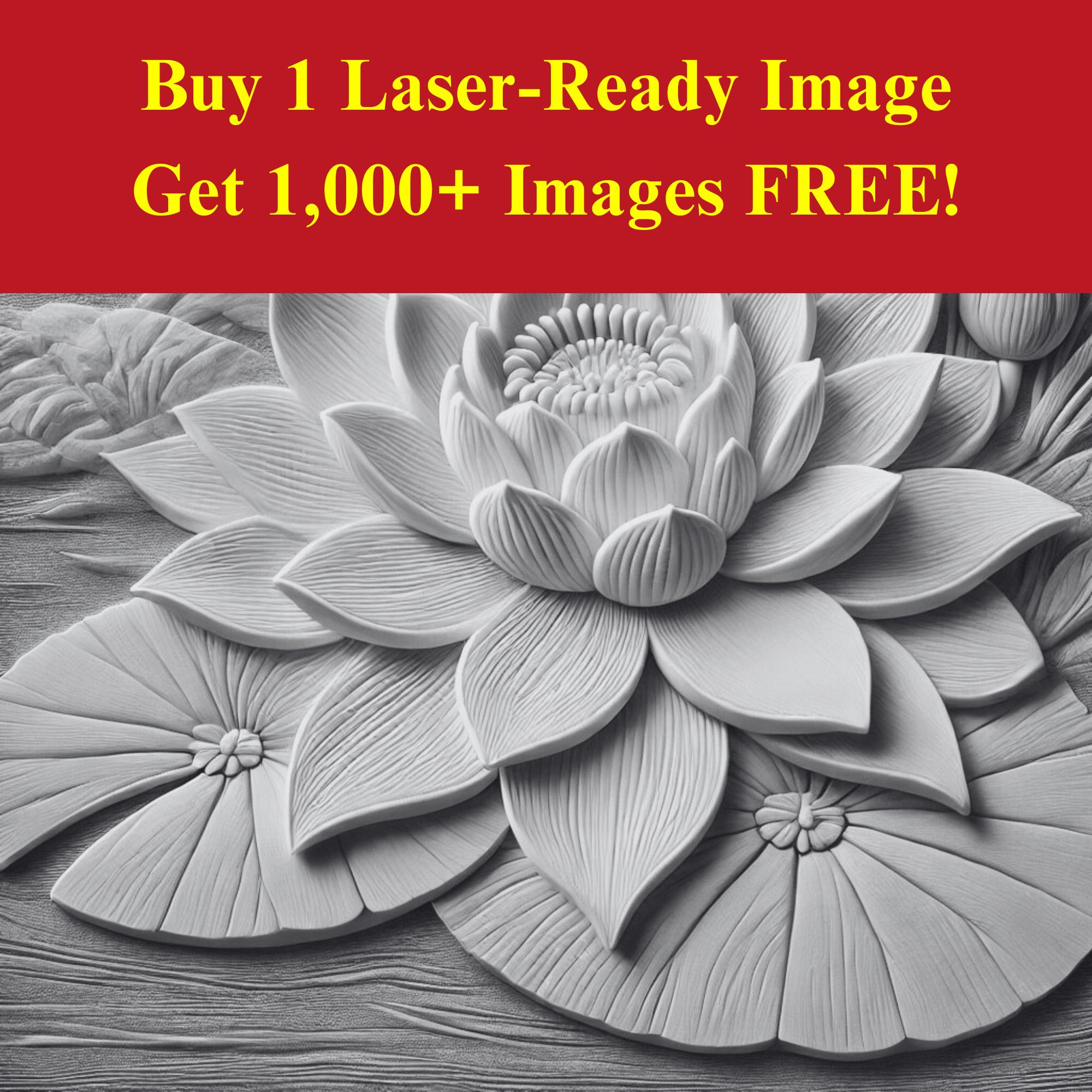 Lotus Image Laser Cut Burn Slate File | Detailed Flower Pond Digital ...