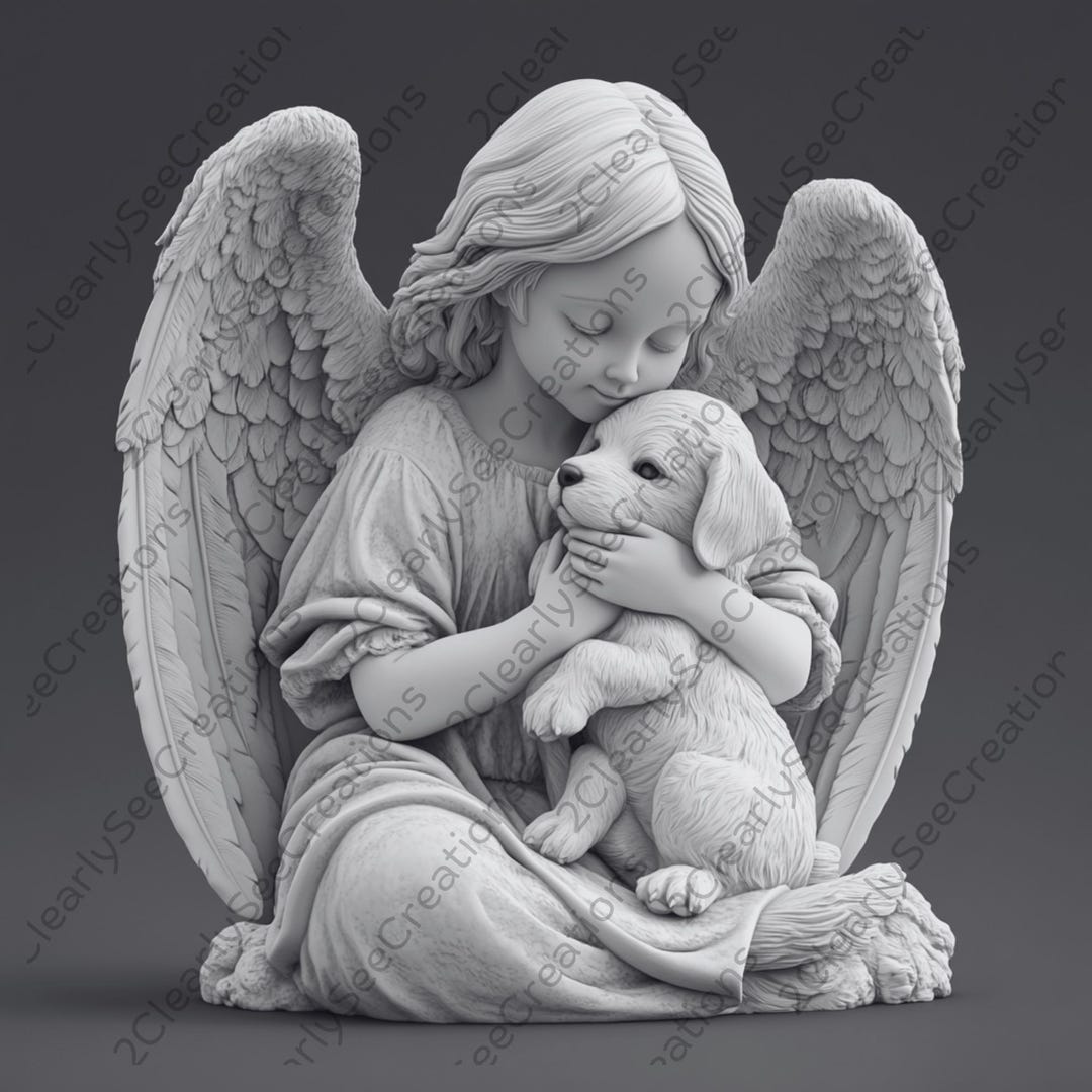 Guardian Angel With Puppy Image Laser Engraving File | Comfort Sympathy ...