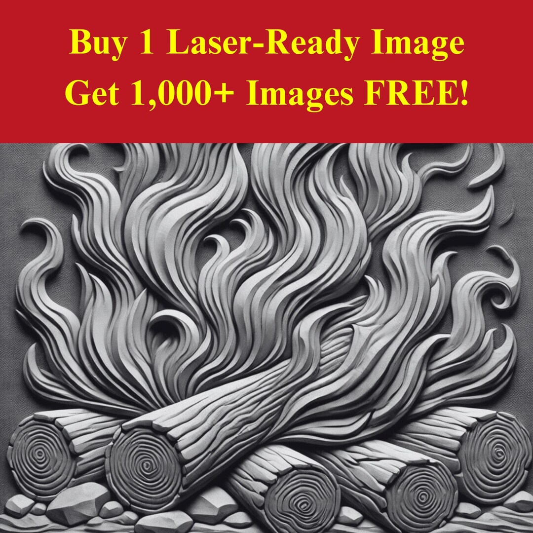 Flames Image Laser Cut Burn Slate File | Fire Logs Pattern Digital ...