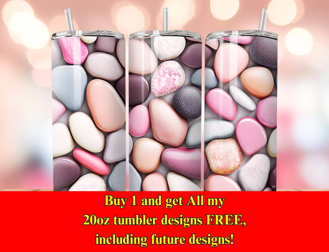Pastel Pebble Tumbler Wrap | 20oz Skinny Polished Stone Zen Sublimation Design | Digital ...