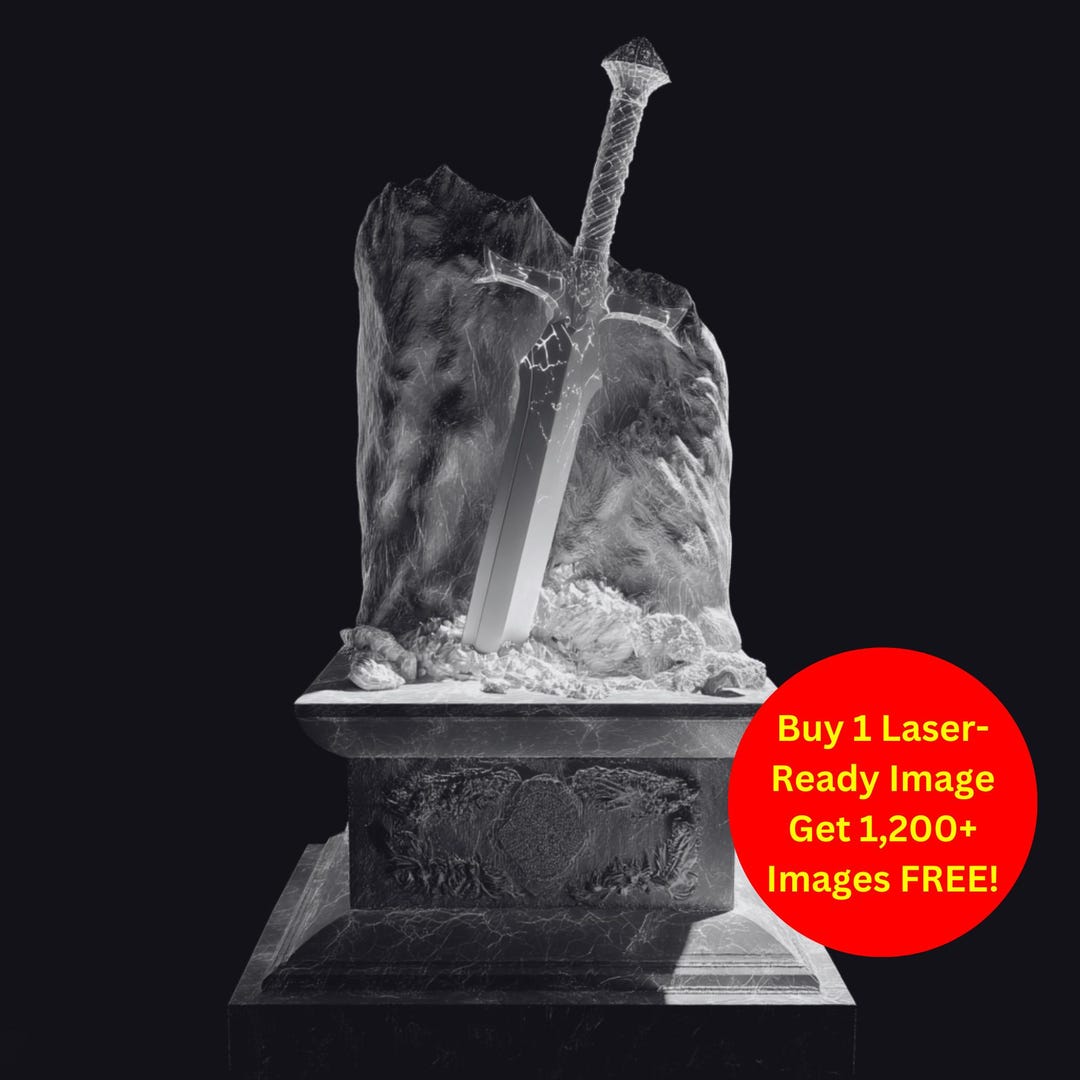 Sword in Stone Image Laser Cut Burn Slate File | Legendary Fantasy ...