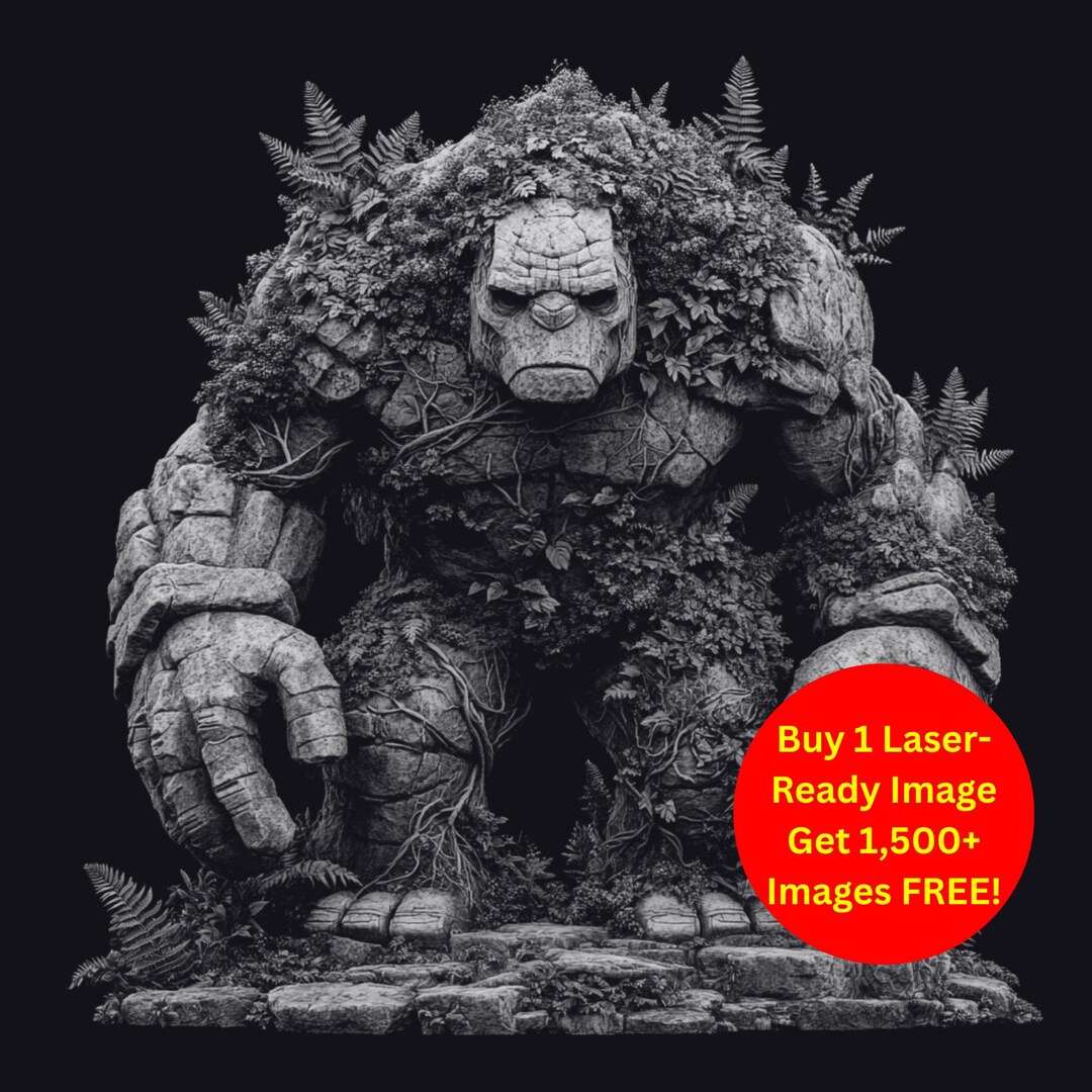 Stone Golem Image Laser Cut Burn Slate File | Mythical Forest Guardian ...