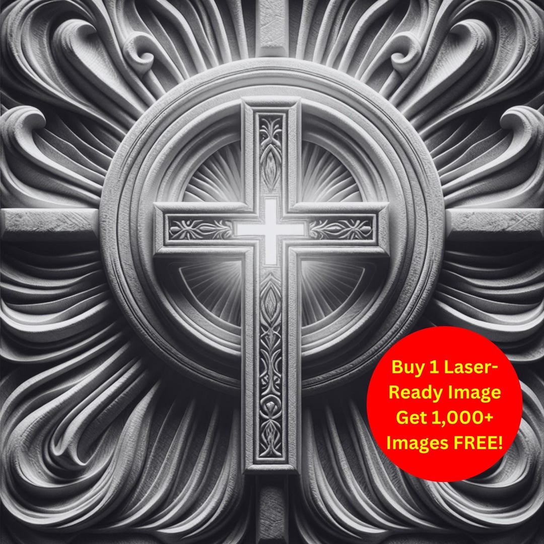 Ornate Cross Swirl Image Laser Cut Burn Slate File | Glowing Christian ...