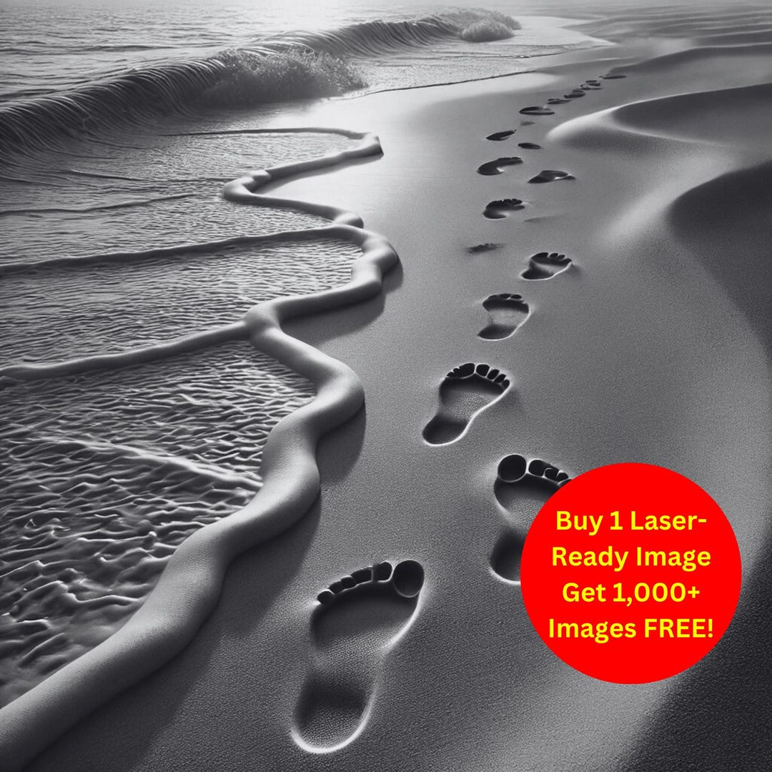 Footprints in Sand Laser Cut Burn Slate File | Beach Memory Path Ocean ...