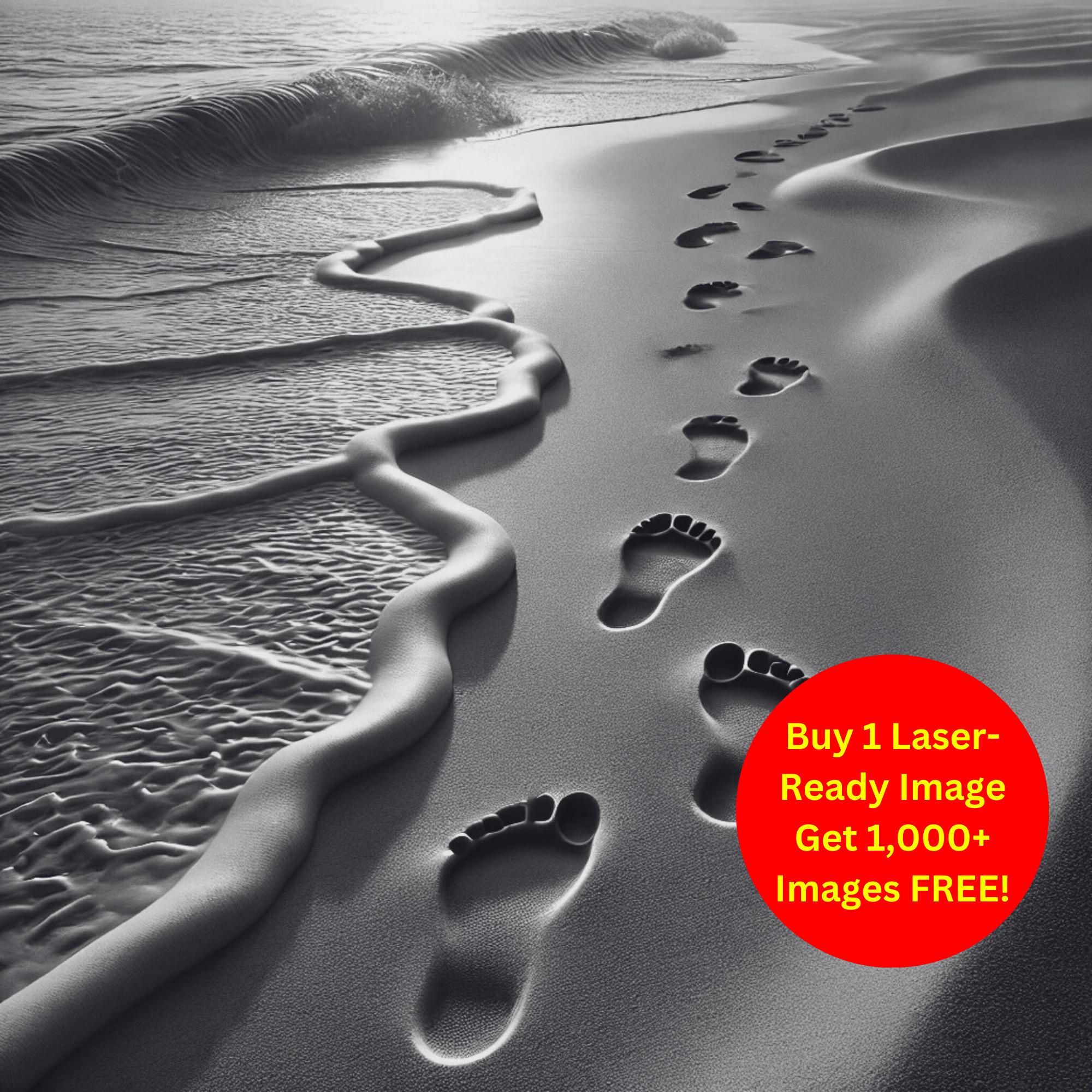 Footprints in Sand Laser Cut Burn Slate File | Beach Memory Path Ocean ...