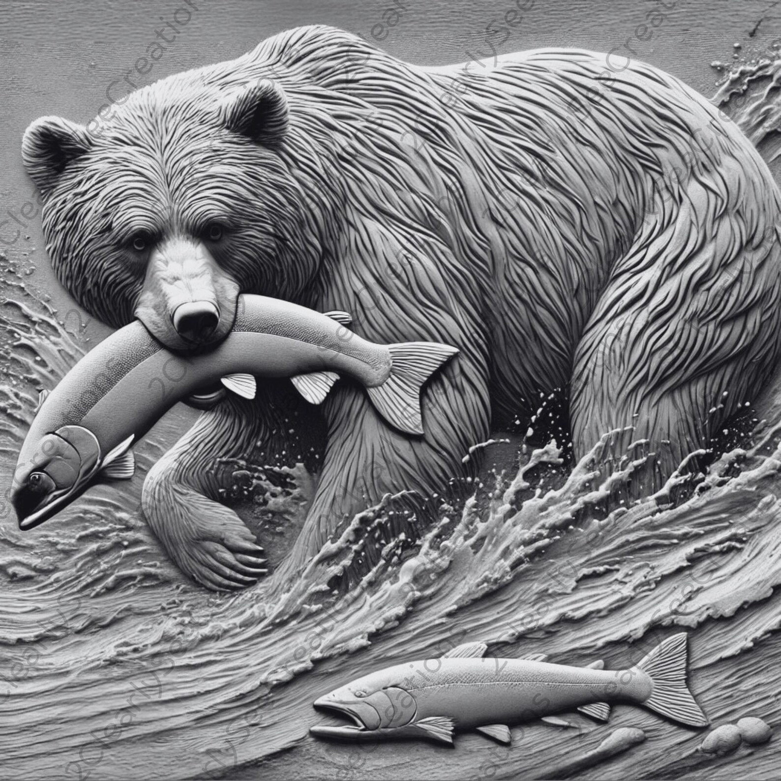 Grizzly Bear Laser PNG | Wildlife Salmon River Digital Download ...