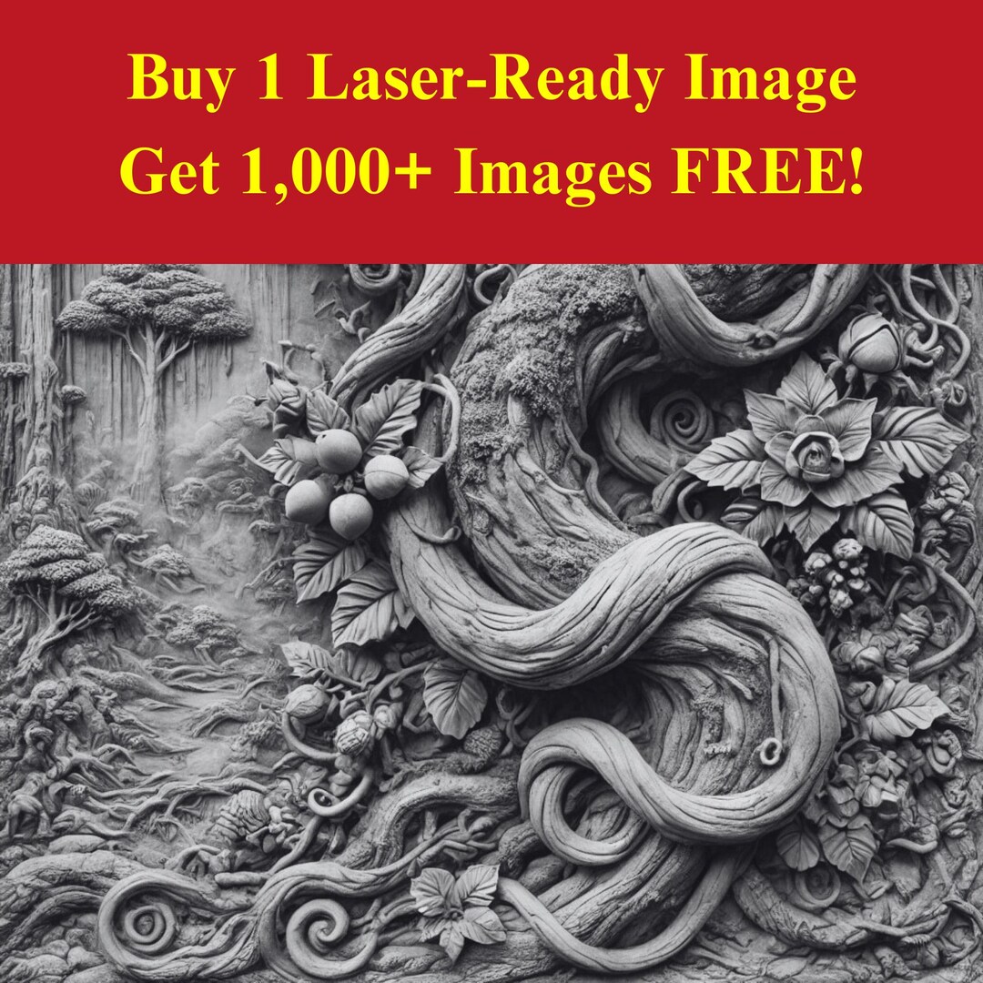 Forest Detail Image Laser Cut Burn Slate File | Nature Acorn Rose ...