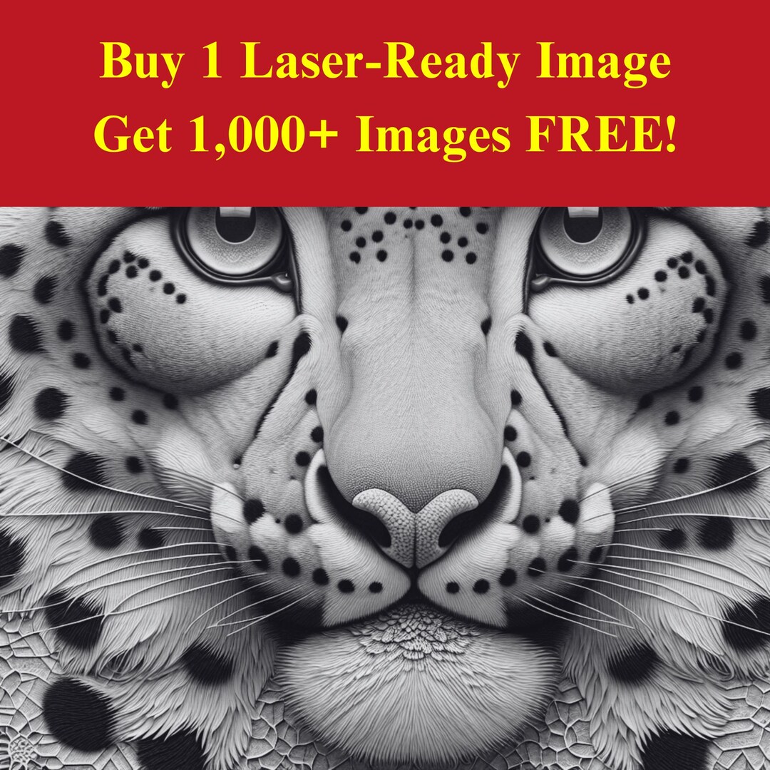 Snow Leopard Image Laser Burn Slate File | Wild Cat Face Digital ...