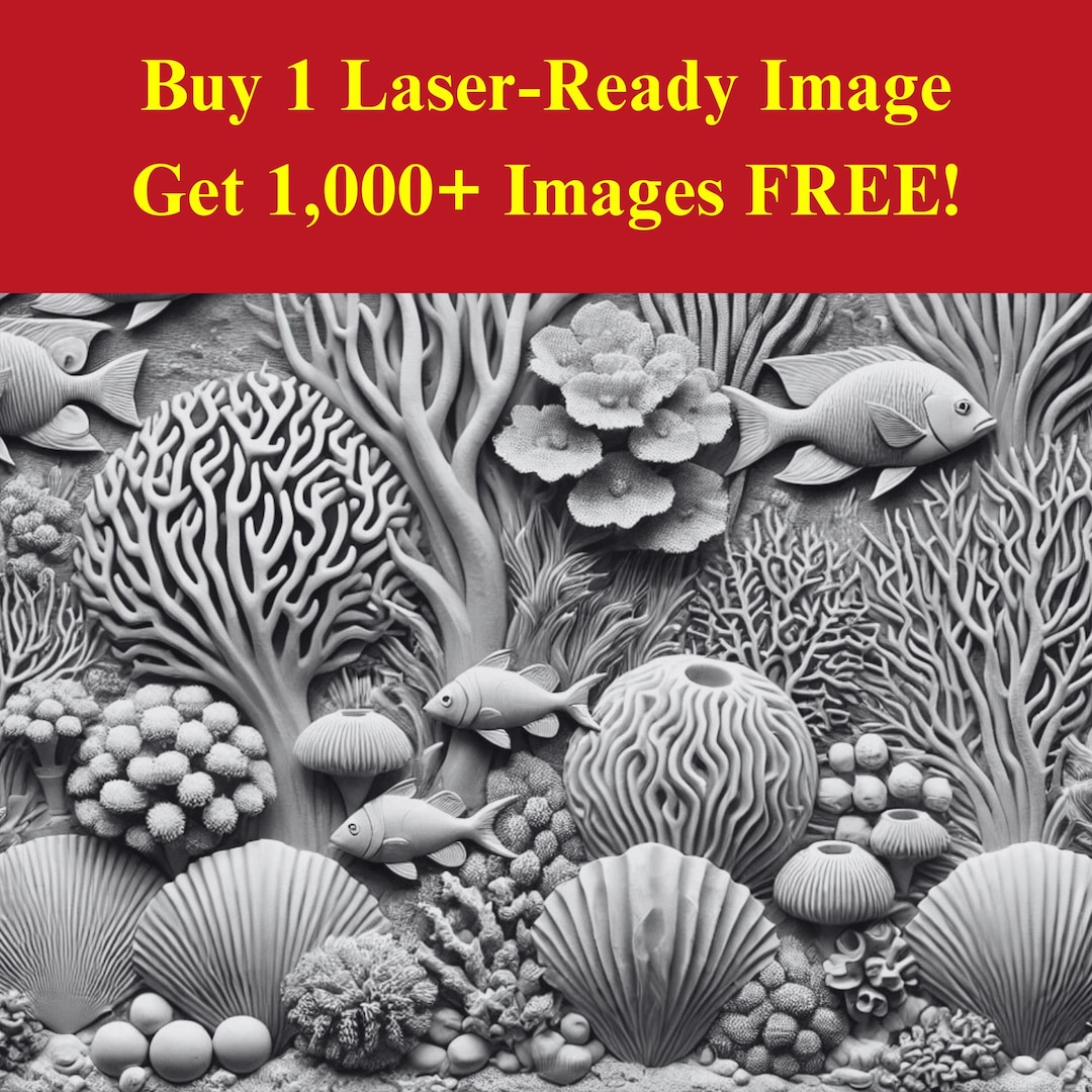 Coral Reef Image Laser Cut Burn Slate File | Ocean Sea Life Shell ...
