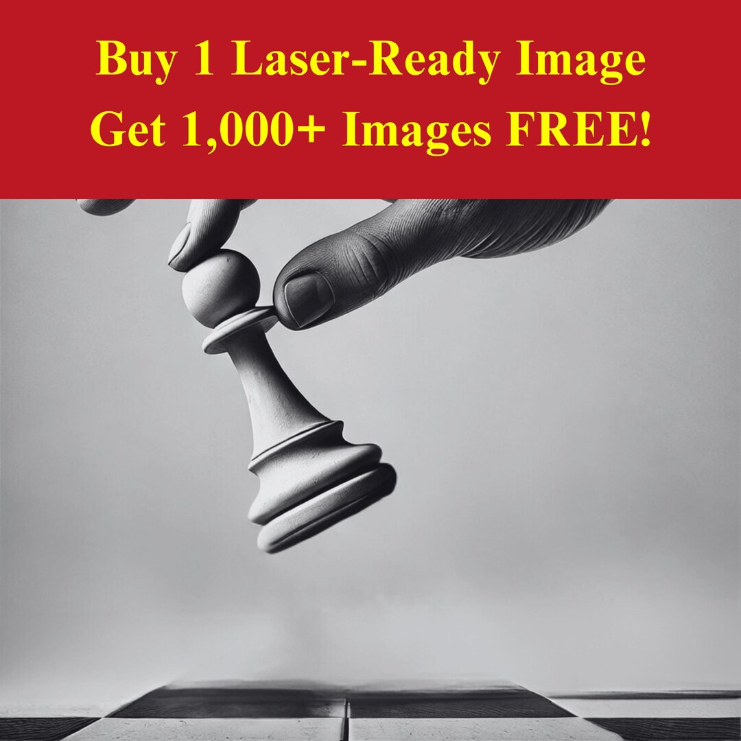 Chess Pawn Image Laser Burn Slate File | Strategic Game Dramatic Hand ...
