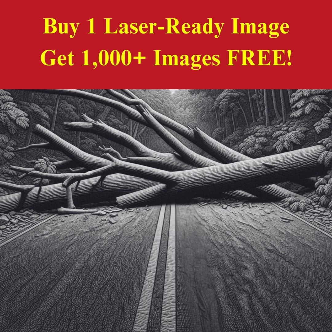 Forest Road Image Laser Cut Burn Slate File | Fallen Tree Nature ...