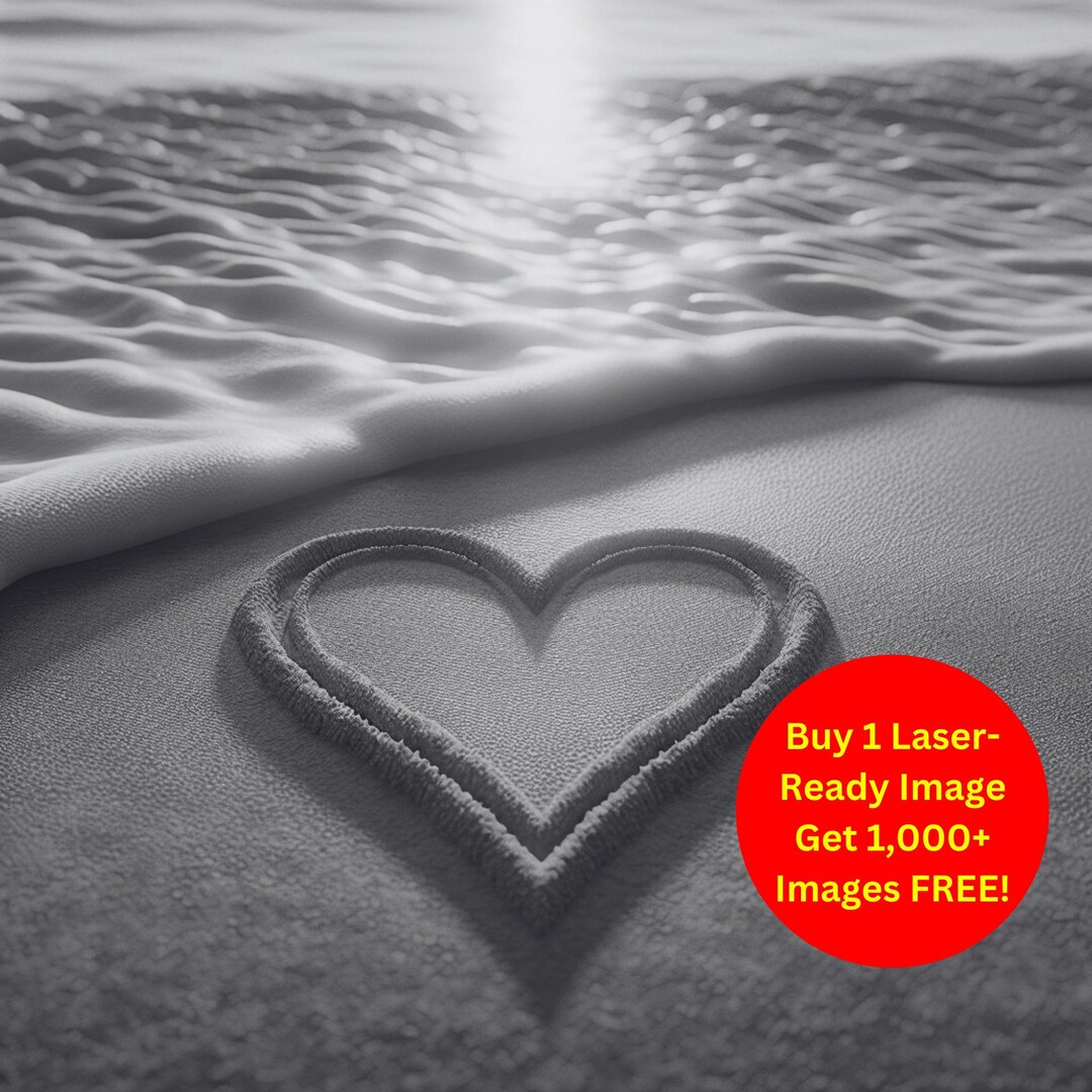 Heart Beach Sand Image Laser Cut Burn Slate File | Romantic Coastal ...