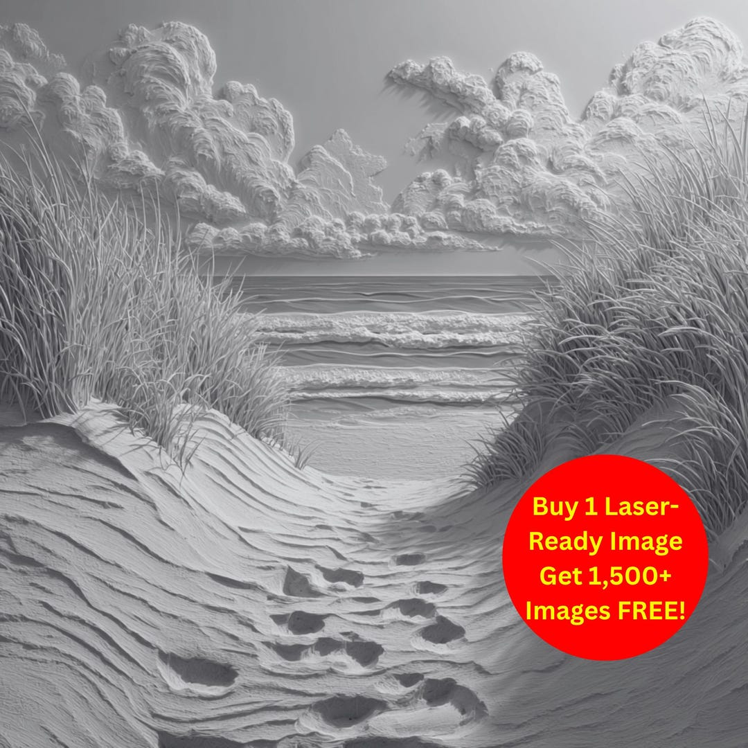 Beach Dune Path With Footprints Laser Engraving Image | Sandy Coastal ...