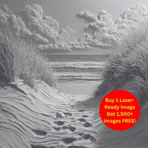 Beach Dune Path With Footprints Laser Engraving Image | Sandy Coastal ...