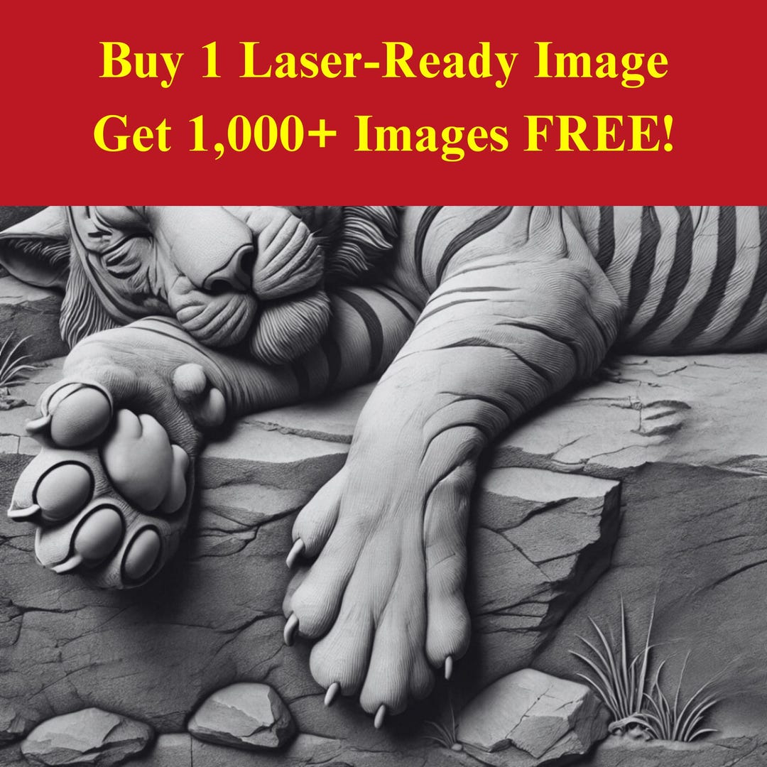 Tiger Image Laser Cut Burn Slate File | Sleeping Cat Wildlife Digital ...