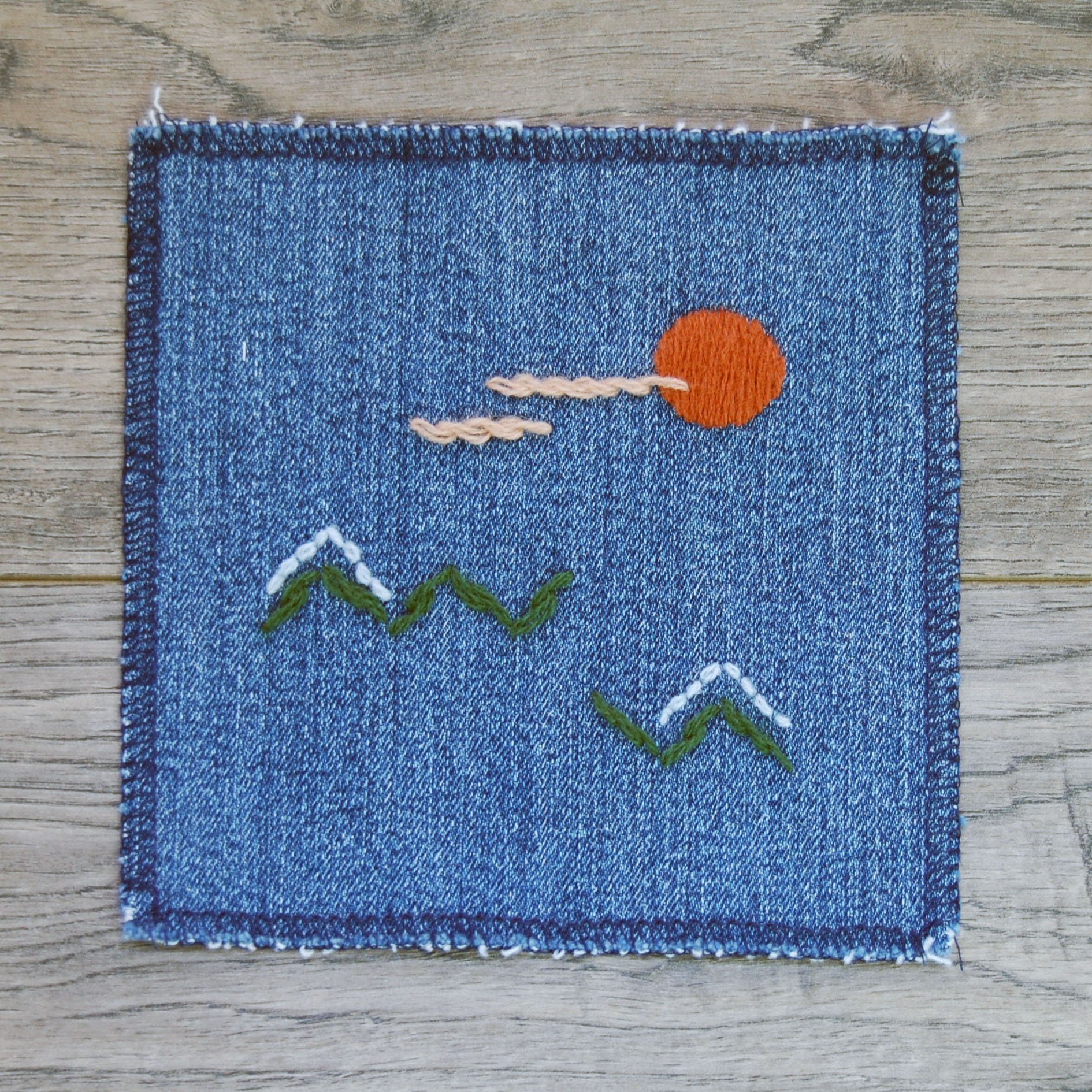 Hand Embroidered Abstract Landscape Patch - Etsy