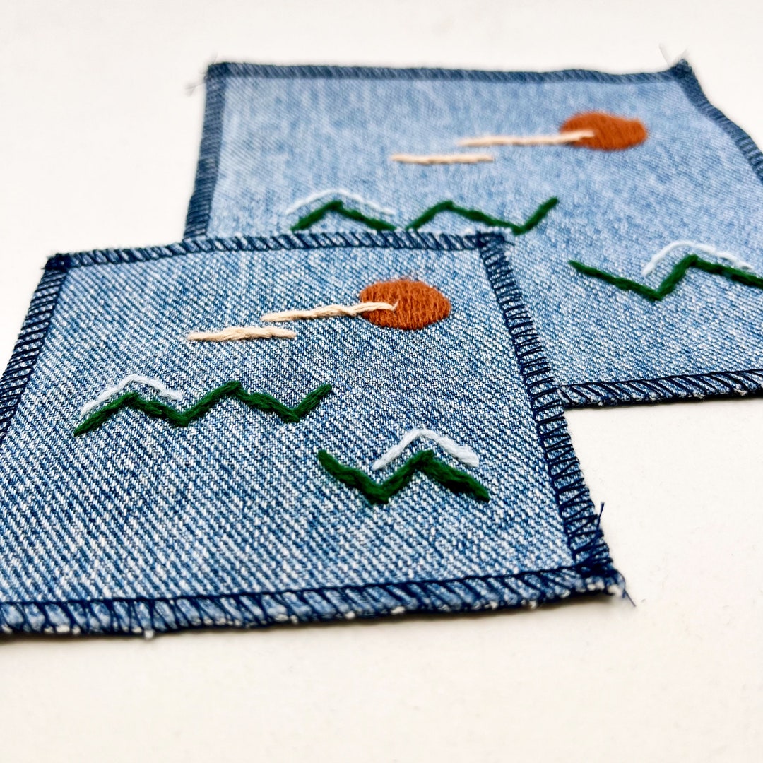 Hand Embroidered Abstract Landscape Patch - Etsy
