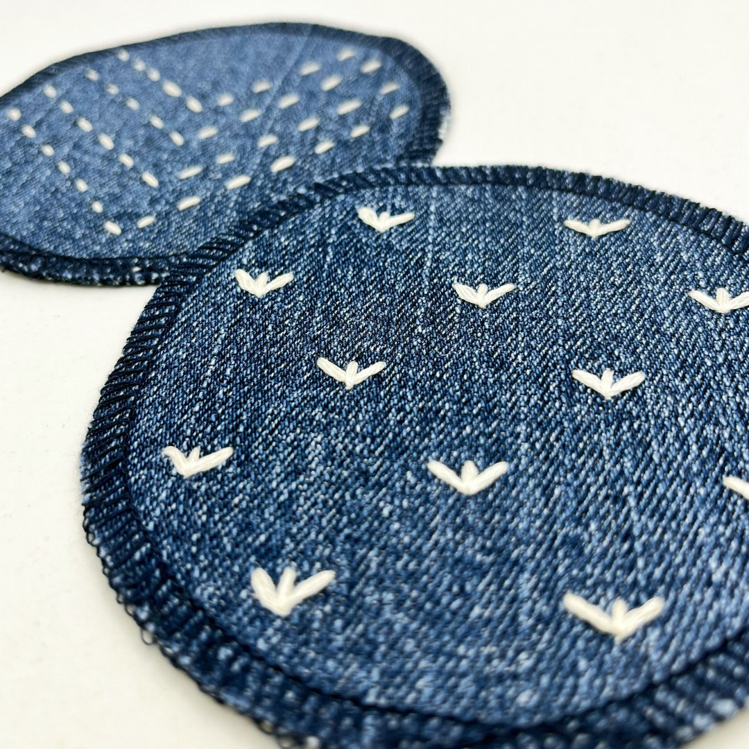 Hand Embroidered Circle Denim Patch - Etsy