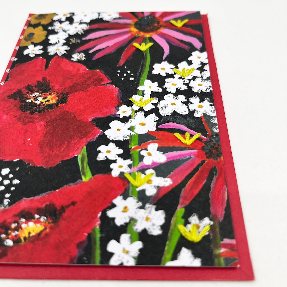 Hand Embroidered Greeting Card Flowers - Etsy
