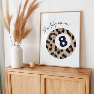 8 Ball Leopard Print, Retro Lucky Girl Poster, Funky Y2K Aesthetic ...