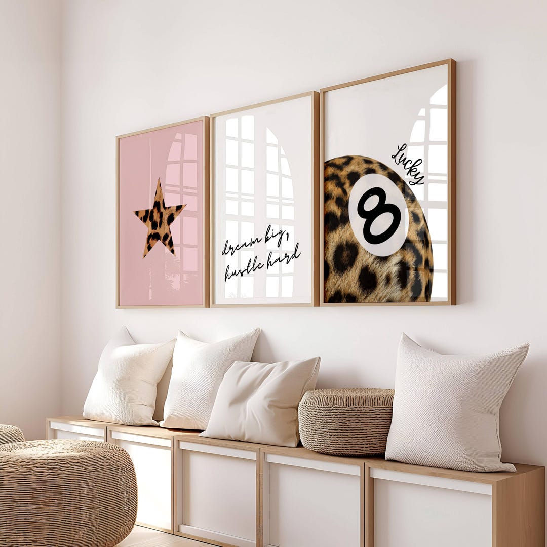 Set of 3 Leopard Preppy Cheetah Print Poster Digital Download, Gallery ...