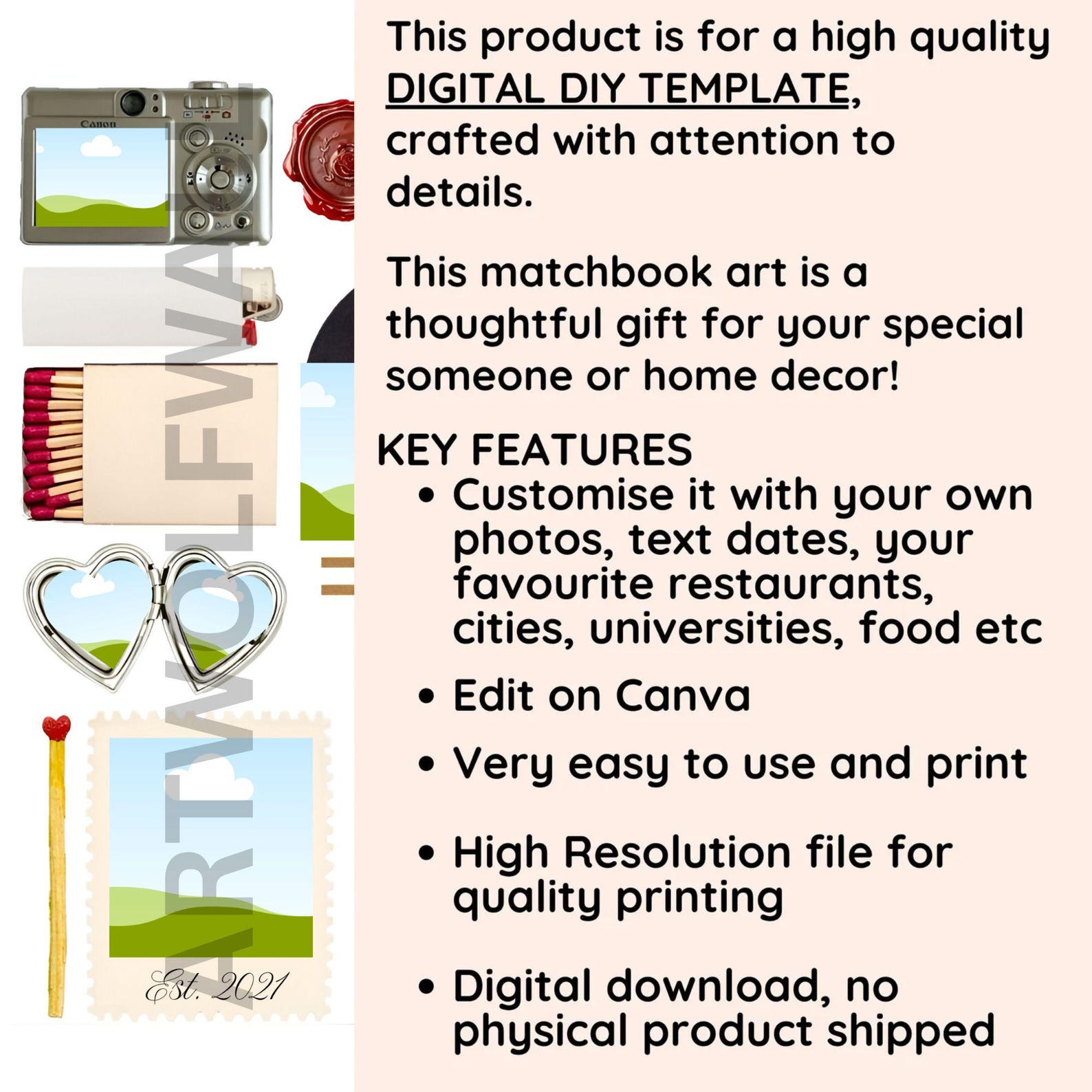 Editable Matchbook Poster Template DIY Matchbook Download, Custom ...