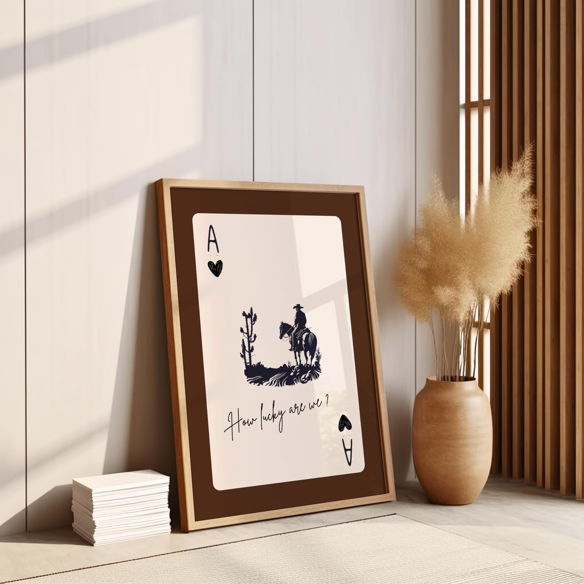 How Lucky Are We Western Wall Art Cowboy Print Playing Card Inspired ...