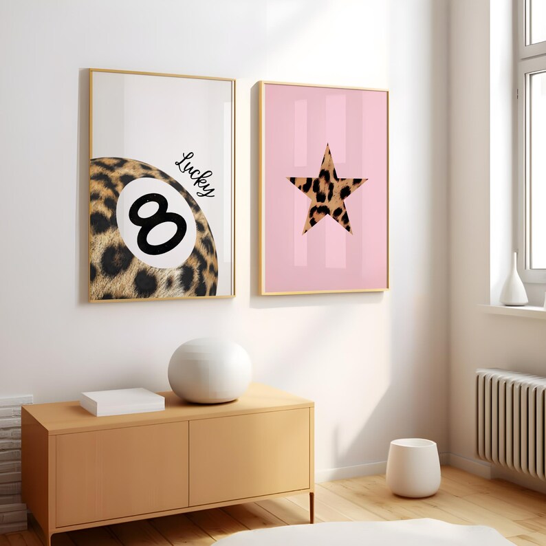 Set of 3 Leopard Print Cheetah Posters | Funky Y2K Retro Poster, Pink ...