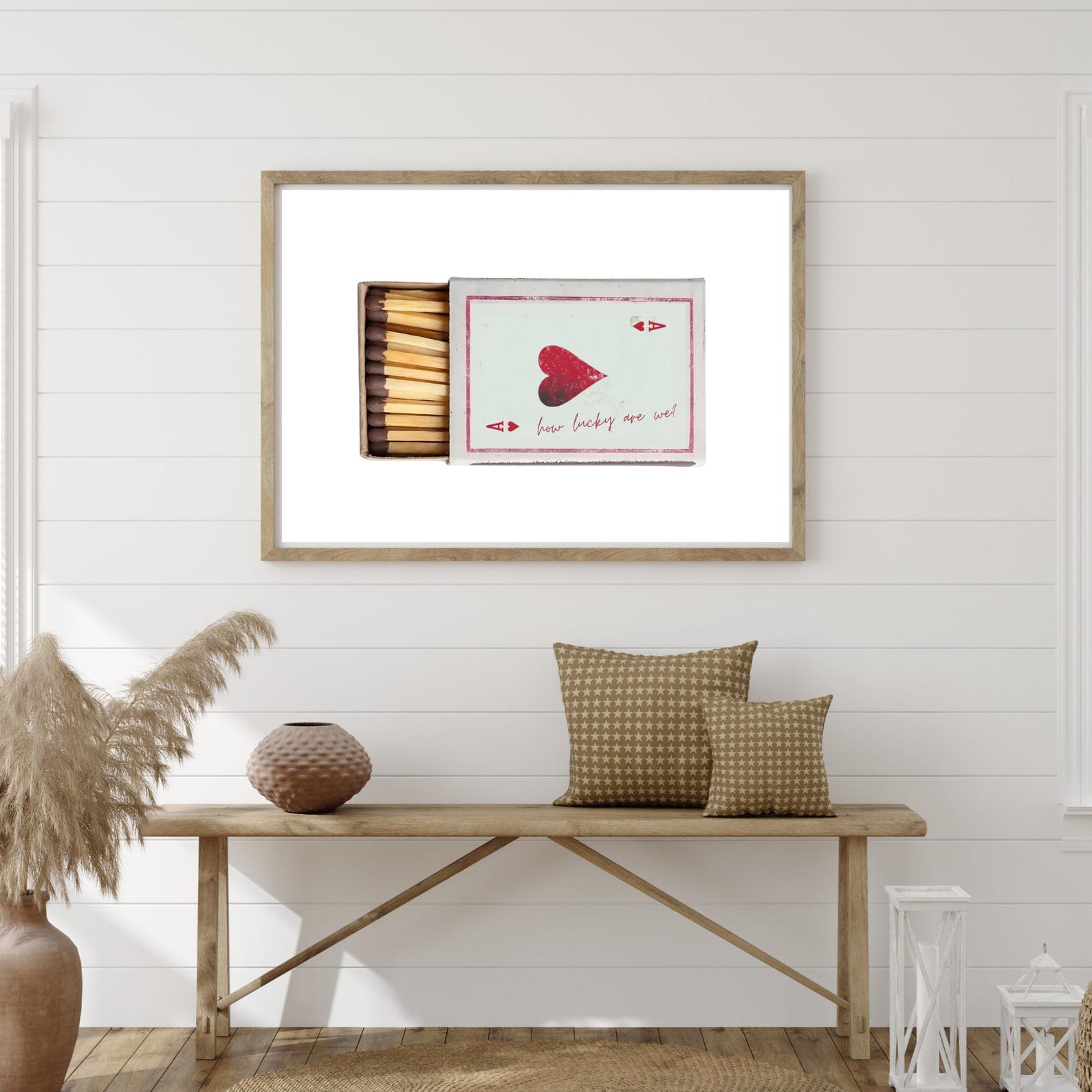 How Lucky Ace of Heart Matchbox Art Print, Retro Digital Wall Art for ...