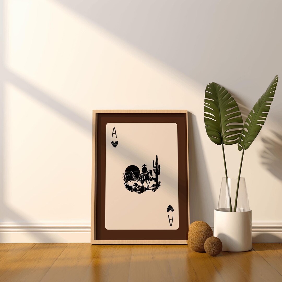 Cowboy Playing Card Art Print, Vintage Rodeo Western Decor, Digital ...
