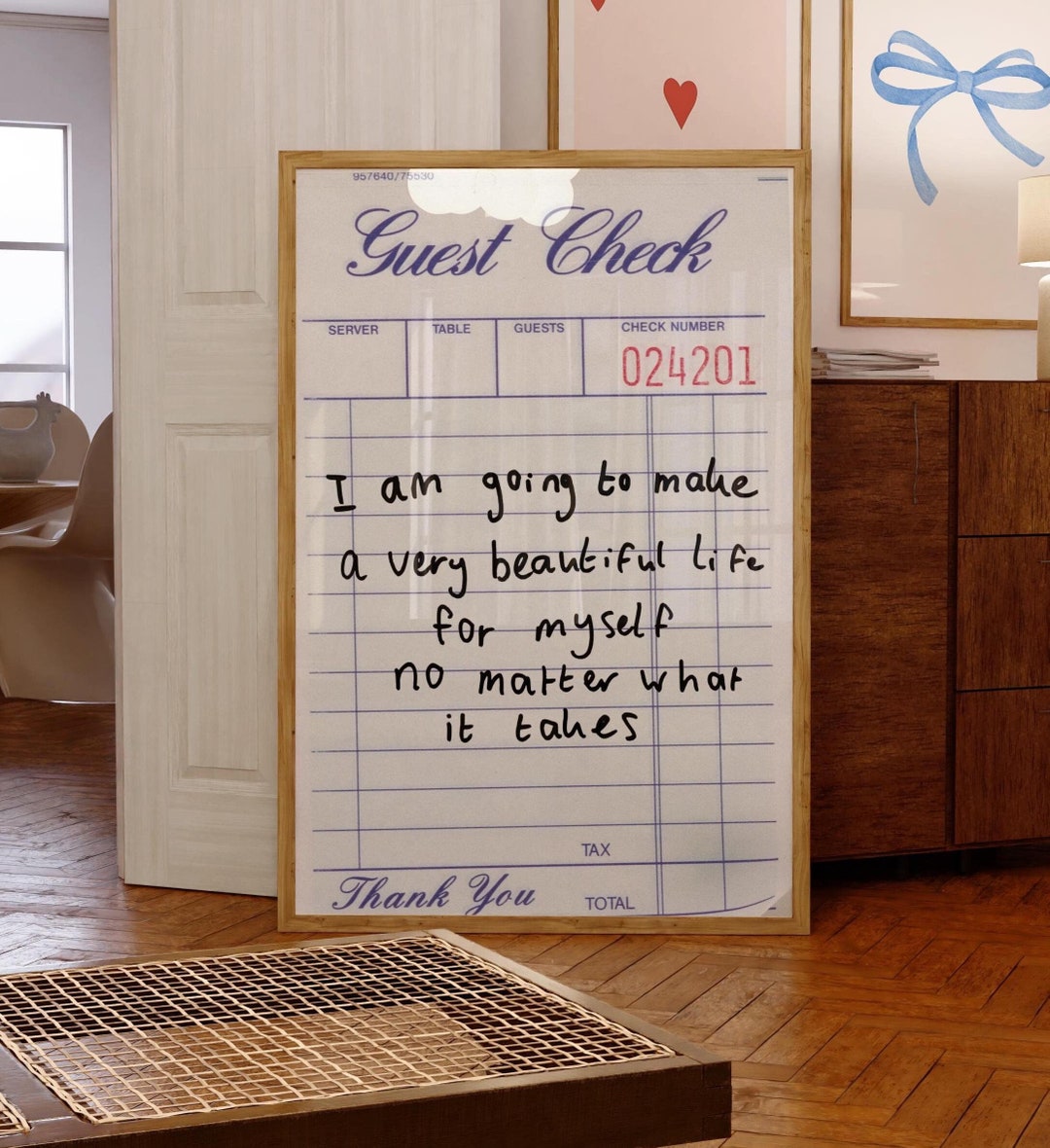 Trendy Quote Guest Check Affirmation Wall Art, Retro Positive Reminder ...