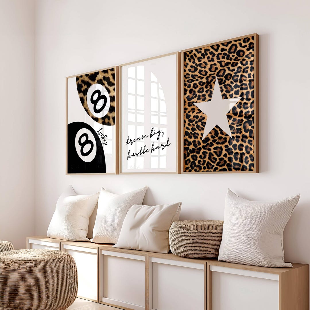 Set of 3 Leopard Preppy Cheetah Print Poster Digital Download, Gallery ...