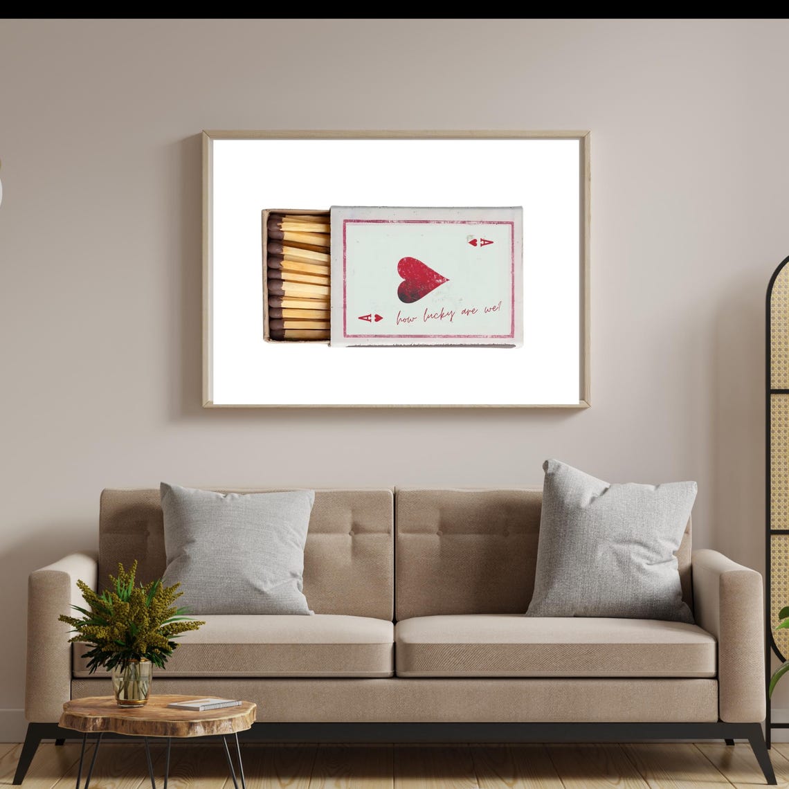 How Lucky Ace of Heart Matchbox Art Print, Retro Digital Wall Art for ...