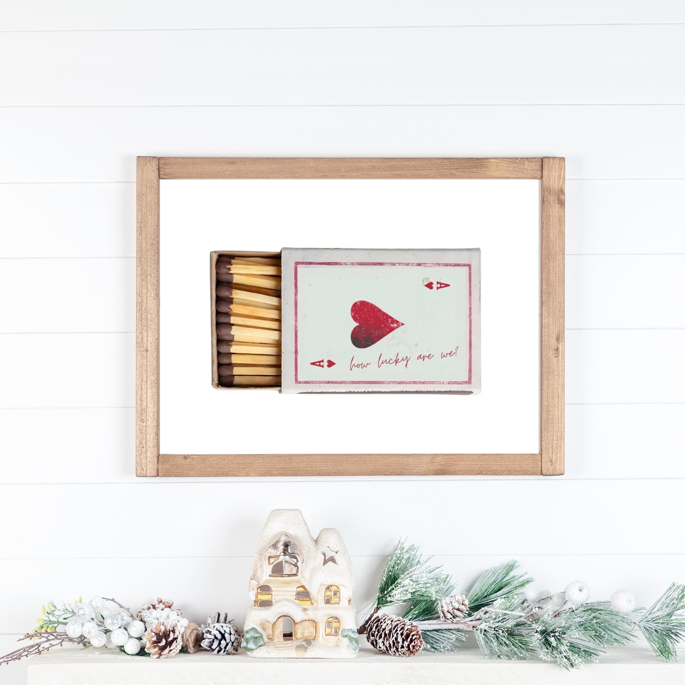 How Lucky Ace of Heart Matchbox Art Print, Retro Digital Wall Art for ...