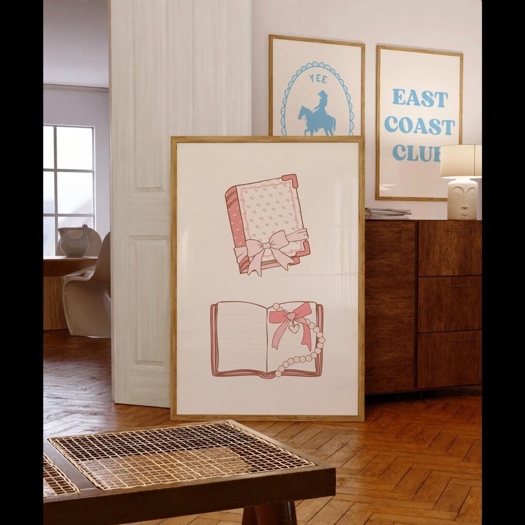 Hand Illustration Coquette Books, Preppy Poster, College Apartment ...