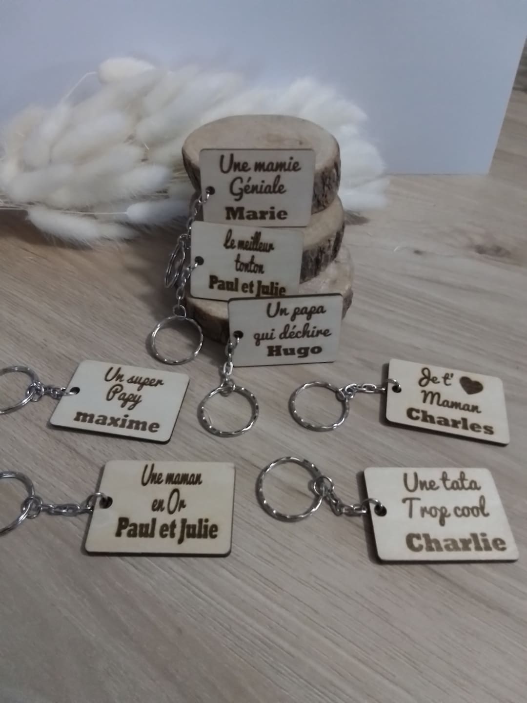 Personalized Wooden Key Ring Tata, Uncle, Godfather, Godmother, Grandpa ...
