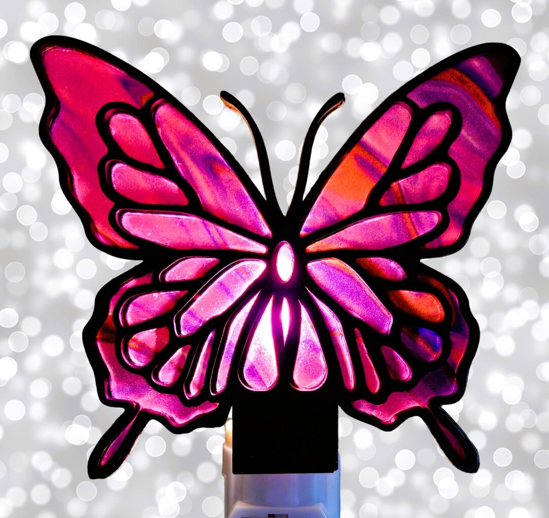 Butterfly -pink Paint - Night Light - Plug-in Style - Etsy