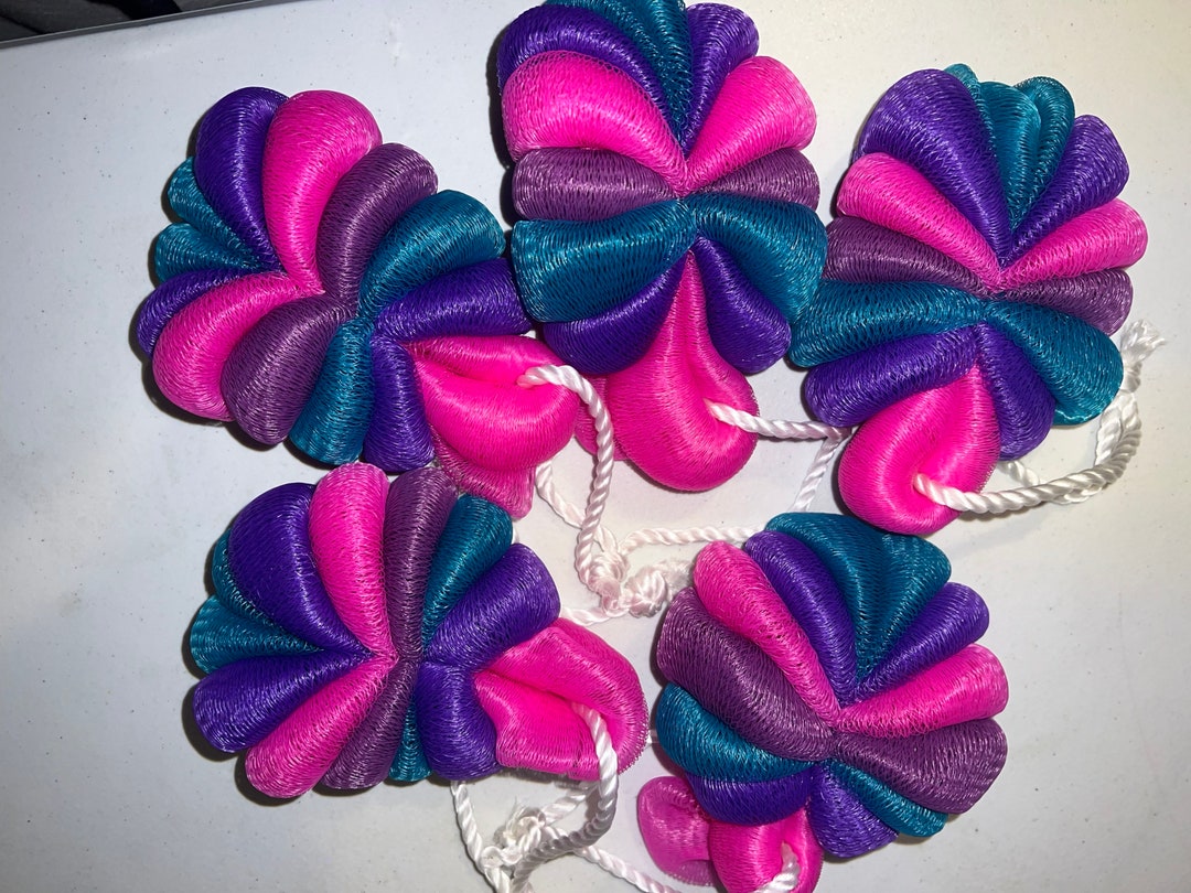 Jumbo Loofah Mesh Bath Sponge, Bath & Shower Body Scrubber, Braided ...