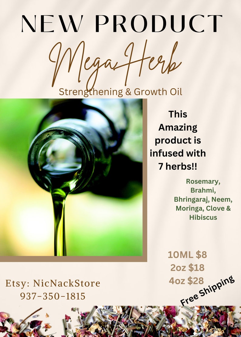 Mega Herb Strengthening & Growth Oil, Hair Loss, - Etsy