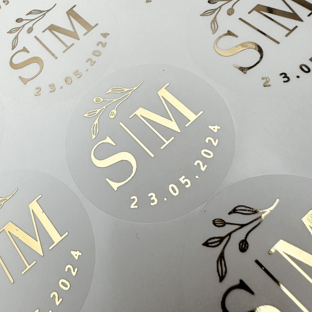 Foiled Wedding Initial Stickers: Personalized Custom Envelope Seals - Etsy