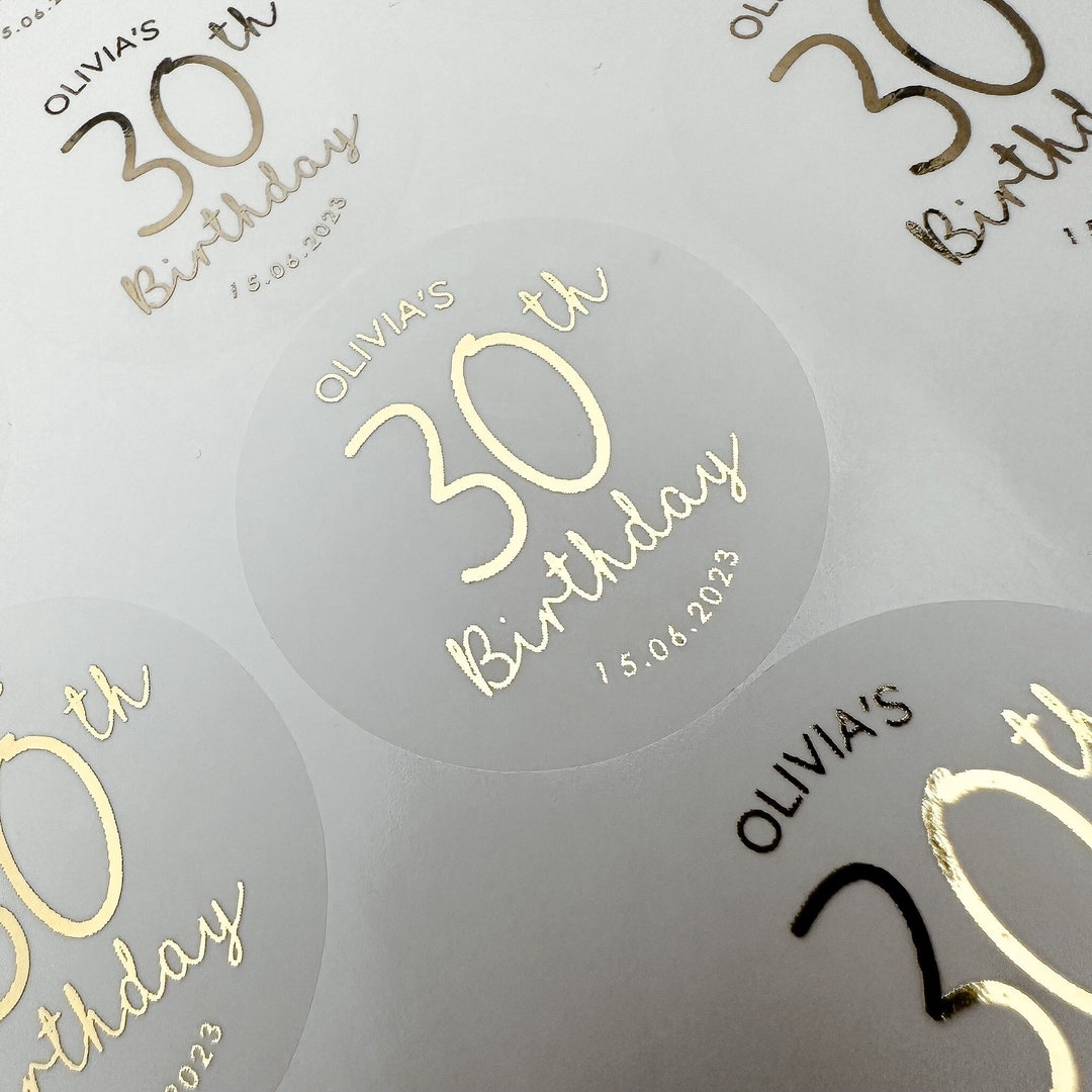 Personalized Foiled Birthday Stickers: Custom Name & Age, Party Favor ...