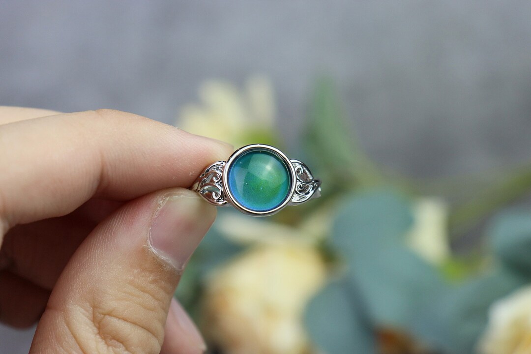 Mood Ring, Mood Stone Ring,round Mood Ring, Colour Change Ring,vintage ...