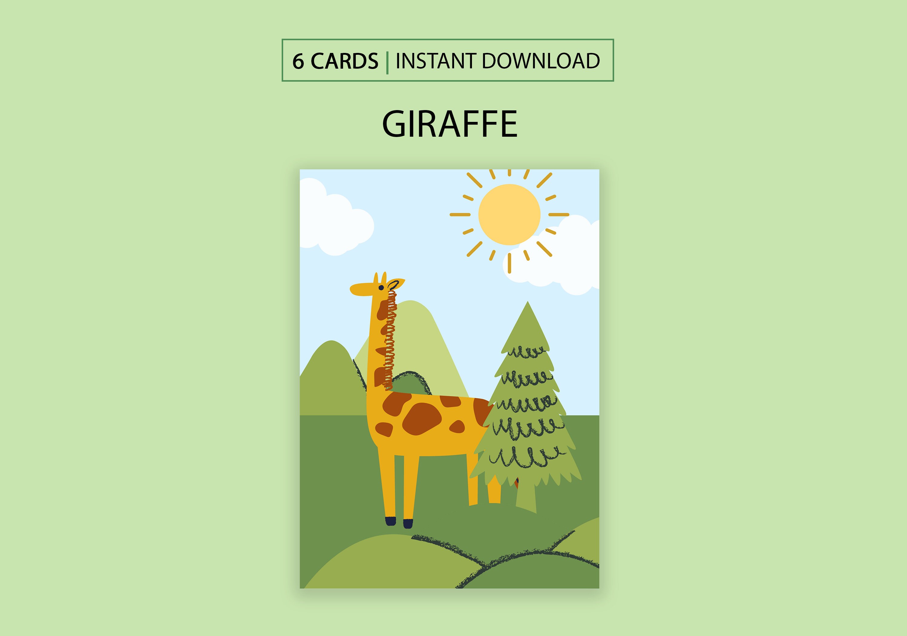 PRINTABLE Animal Cards Digital 6 Printable Cards Postcard - Etsy