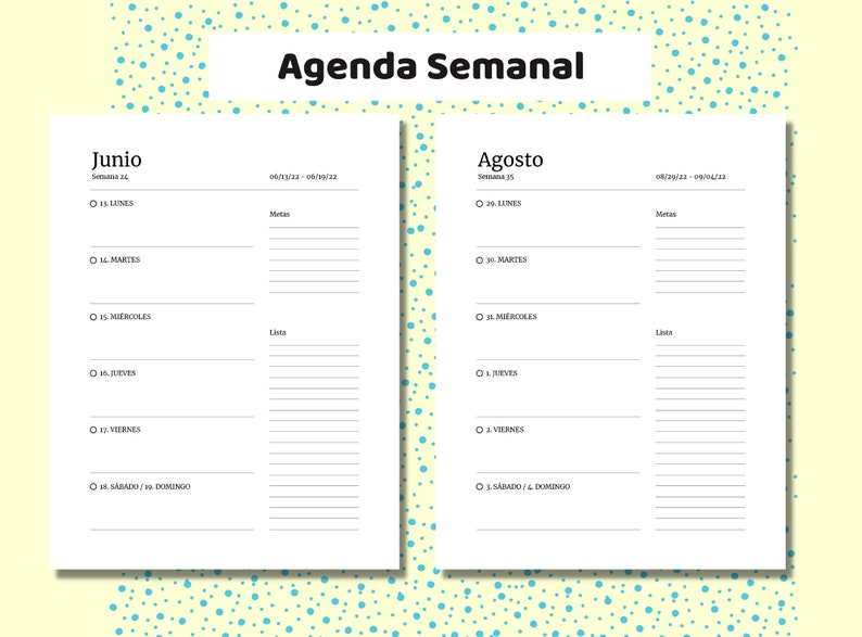 Agenda Semanal 2022 2023 PRINTABLE | IMPRIMIBLE - Etsy